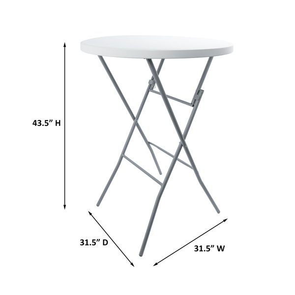 Luxdecor 32'' Round Events Party Cocktail White Plastic Bar Height Circular Folding Table ...